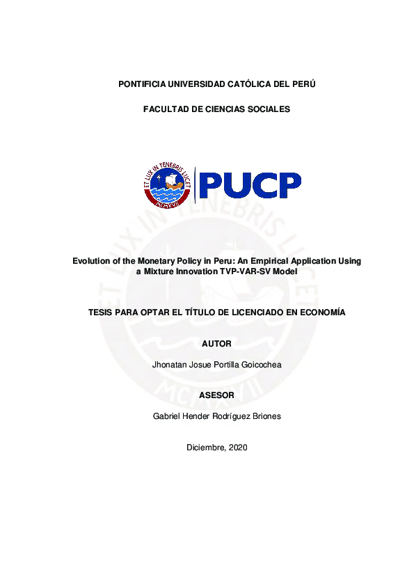 (PDF) Evolution of Monetary Policy in Peru: An Empirical Application Using a Mixture Innovation ...