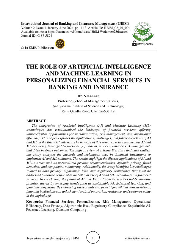 Pdf The Role Of Artificial Intelligence And Machine Learning In