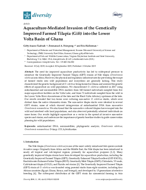 (PDF) Aquaculture-Mediated Invasion of the Genetically Improved Farmed ...