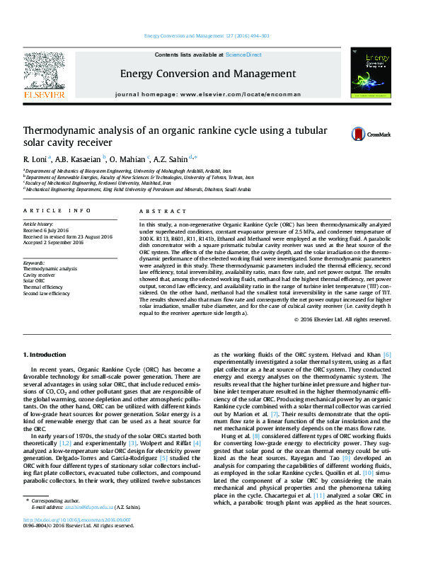 (PDF) Thermodynamic Analysis of an Organic Rankine Cycle Integrated with Latent Heat Storage ...
