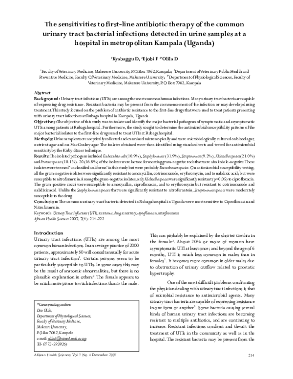 (PDF) The sensitivities to first-line antibiotic therapy of the common ...
