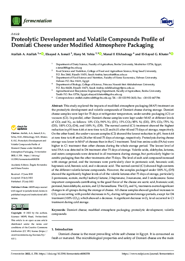 (PDF) Proteolytic Development and Volatile Compounds Profile of Domiati ...