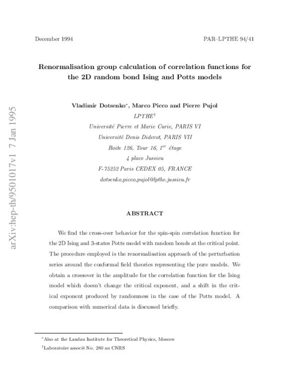 (PDF) Renormalisation-group calculation of correlation functions for ...