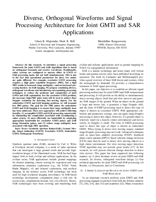 (PDF) Diverse, orthogonal waveforms and signal processing architecture ...