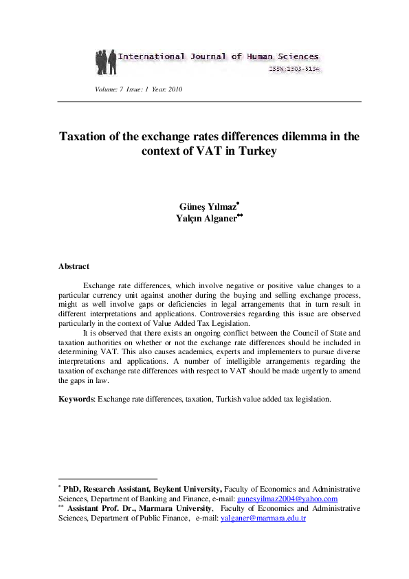 (PDF) Taxation of the exchange rates differences dilemma in the context ...