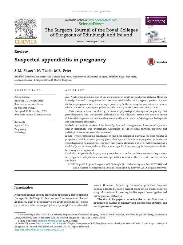 (PDF) Suspected appendicitis in pregnancy