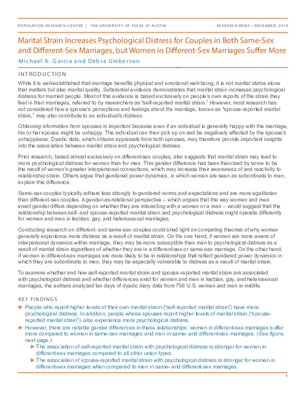 (PDF) Marital Strain Increases Psychological Distress for Couples in ...