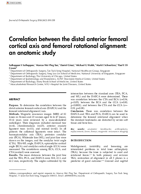 (PDF) Correlation between the Distal Anterior Femoral Cortical Axis and ...