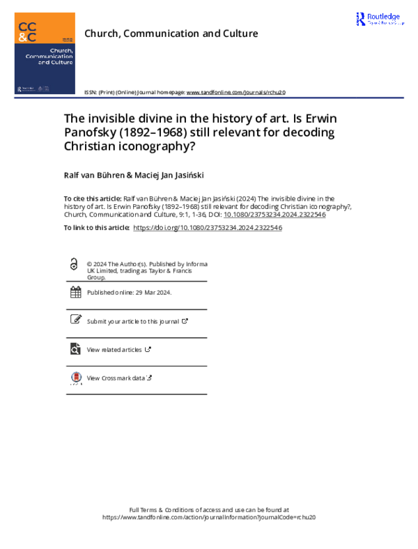 (PDF) The invisible divine in the history of art. Is Erwin Panofsky (1892−1968) still relevant ...
