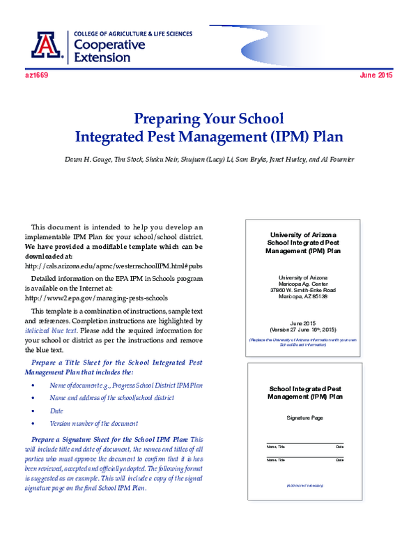 (PDF) Preparing Your School Integrated Pest Management (IPM) Plan ...