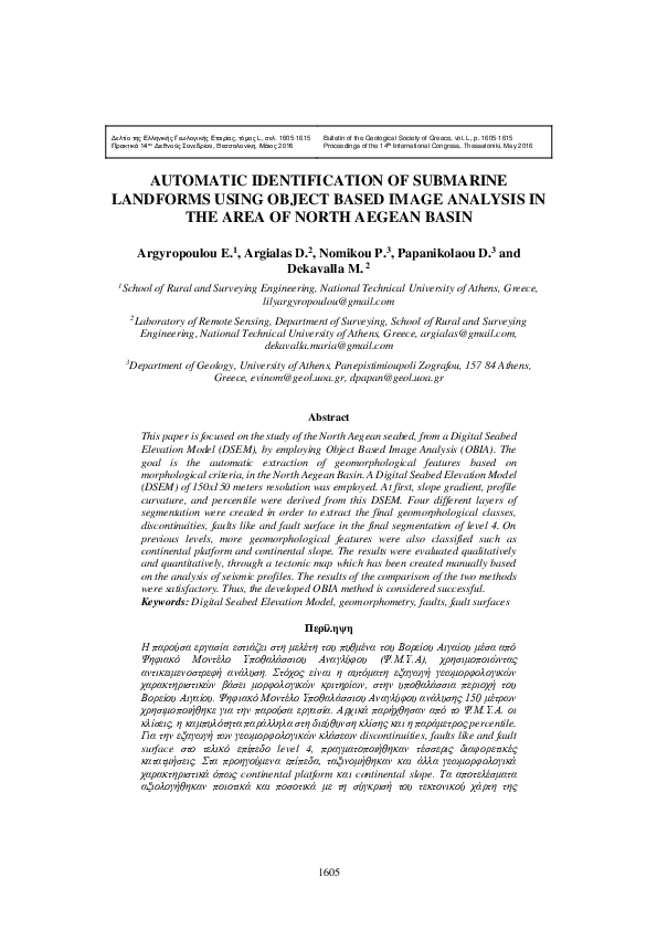 (PDF) Automatic Identification of Submarine Landforms Using Object Based Image Analysis in the ...
