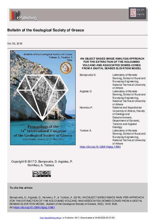 (PDF) An Object Based Image Analysis Approach for the Extraction of the Koloumbo Volcano and ...