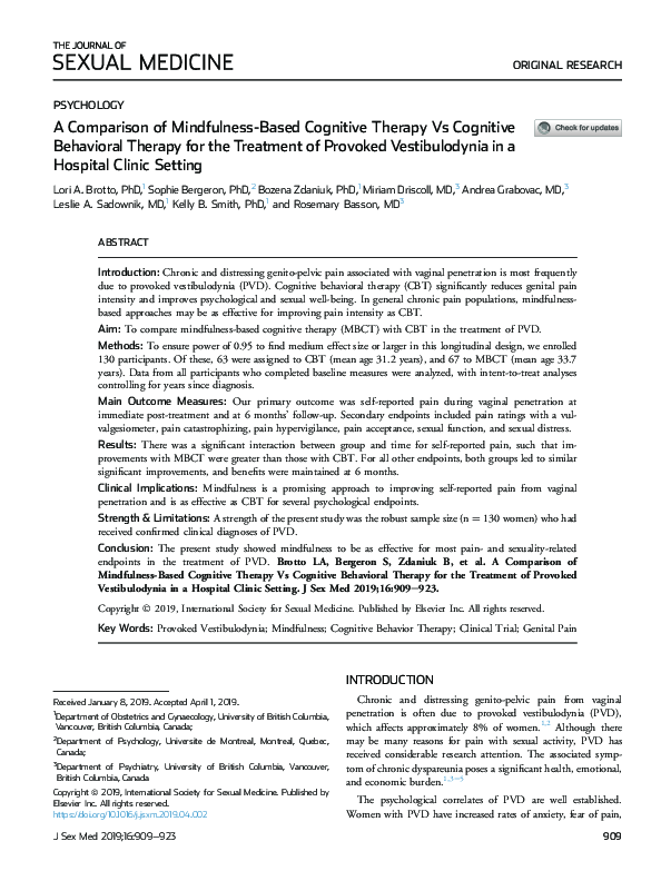 (PDF) A Comparison of Mindfulness-Based Cognitive Therapy Vs Cognitive ...