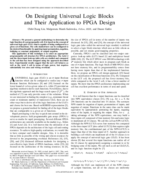 (PDF) On designing universal logic blocks and their application to FPGA ...