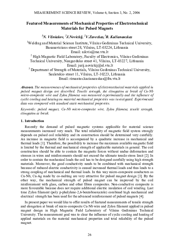 (PDF) Featured Measurements of Mechanical Properties of ...