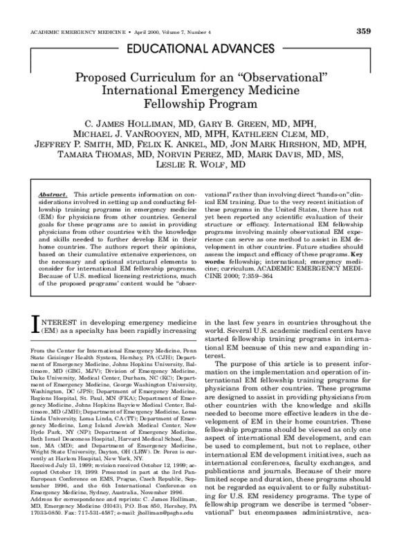 (PDF) International Observational EM Fellowship Model