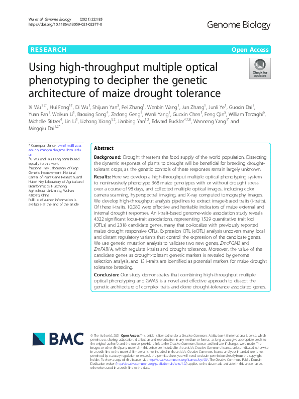 (PDF) Using high-throughput multiple optical phenotyping to decipher the genetic architecture of ...