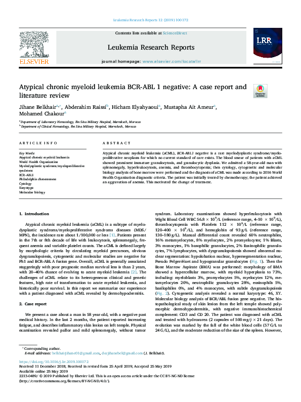 (PDF) Atypical chronic myeloid leukemia BCR-ABL 1 negative: A case ...