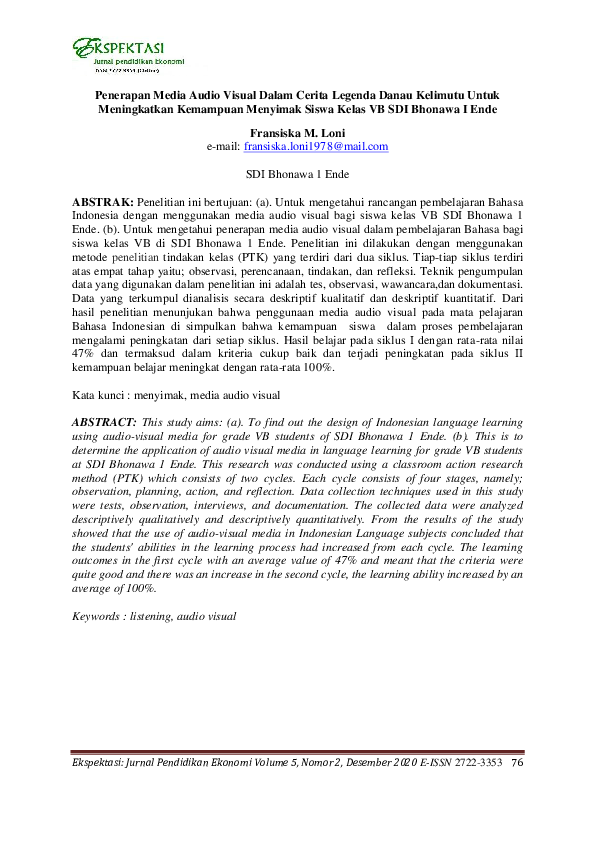 (PDF) Penerapan Media Audio Visual Dalam Cerita Legenda Danau Kelimutu Untuk Meningkatkan ...