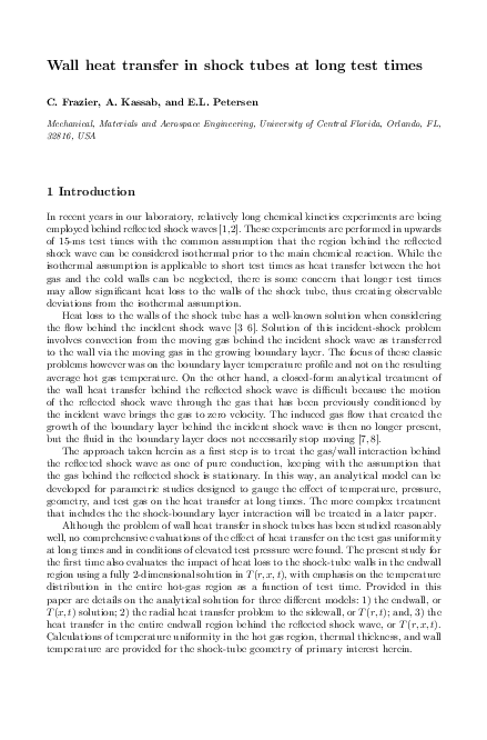 (PDF) Wall heat transfer in shock tubes at long test times