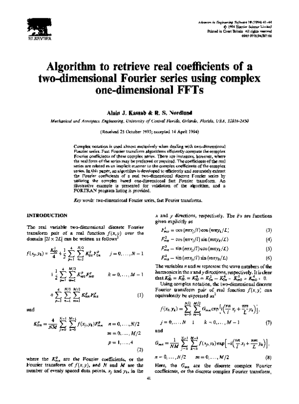 (PDF) Extracting Real Coefficients from 2D FFTs