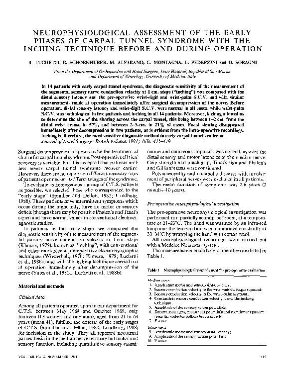 (PDF) Neurophysiological Assessment of the Early Phases of Carpal ...