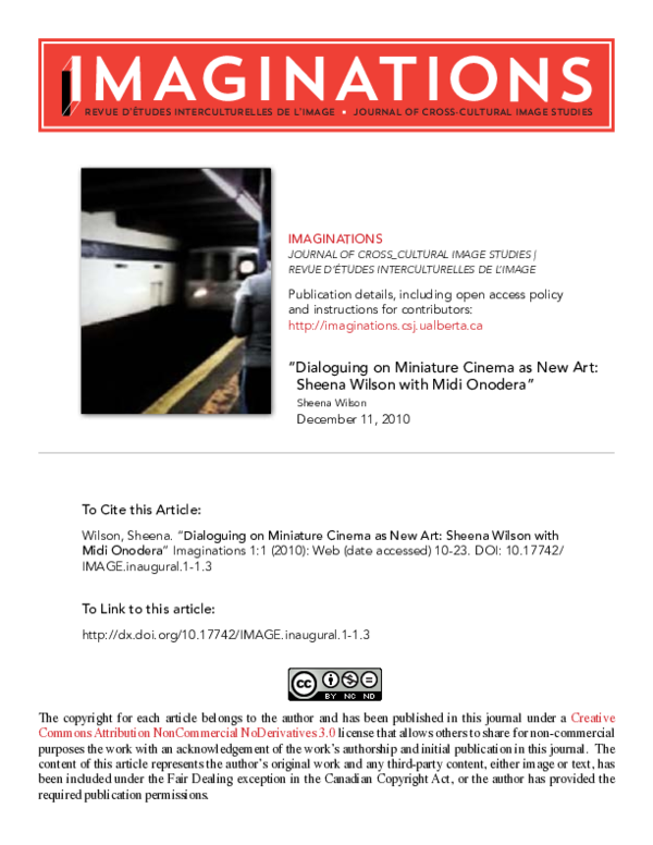 (PDF) Dialoguing on Miniature Cinema as New Art: Sheena Wilson with ...