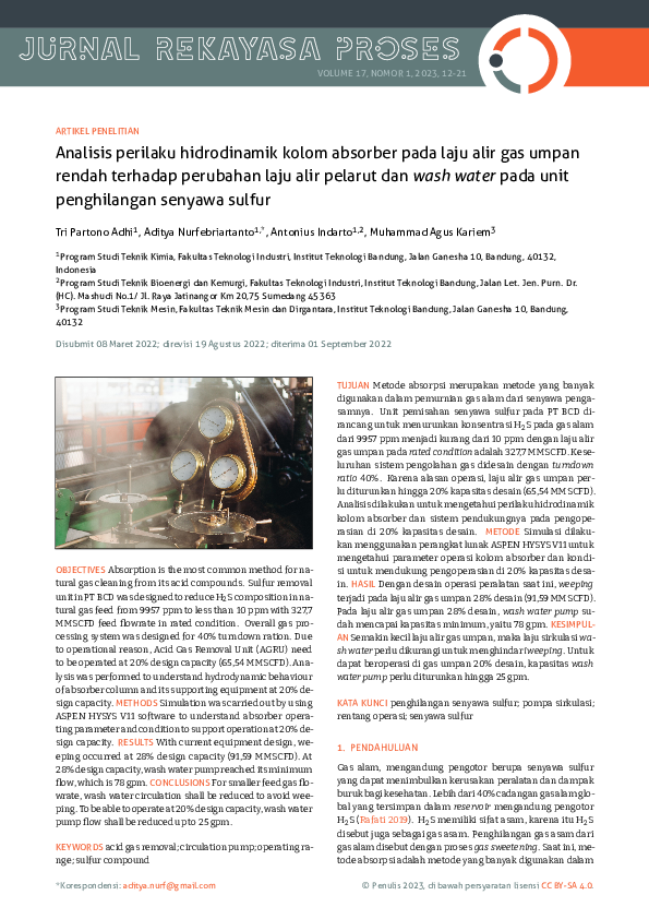 (PDF) Analisis perilaku hidrodinamik kolom absorber pada laju alir gas ...