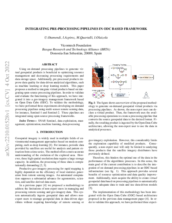 Pdf Integrating Pre Processing Pipelines In Open Data Cube Framework