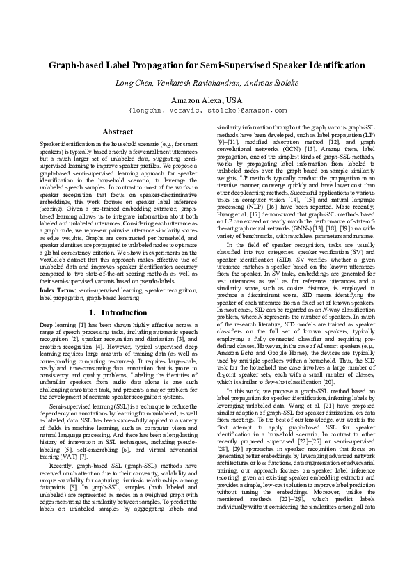 (PDF) Graph-Based Label Propagation for Semi-Supervised Speaker Identification