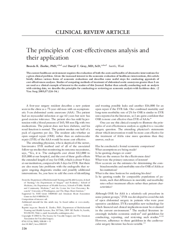 (PDF) The principles of cost-effectiveness analysis and their application