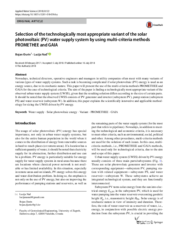 (PDF) Selection of the technologically most appropriate variant of the solar photovoltaic (PV ...