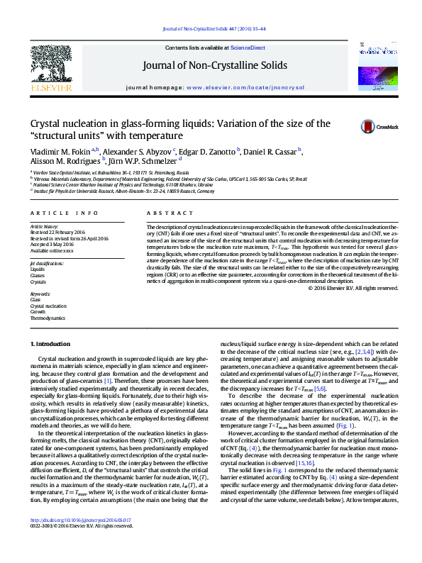 (PDF) Crystal nucleation in glass-forming liquids: Variation of the size of the “structural ...