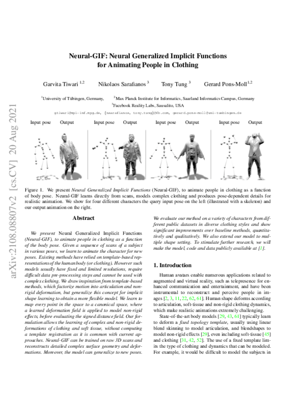 (PDF) Neural-GIF: Neural Generalized Implicit Functions for Animating ...