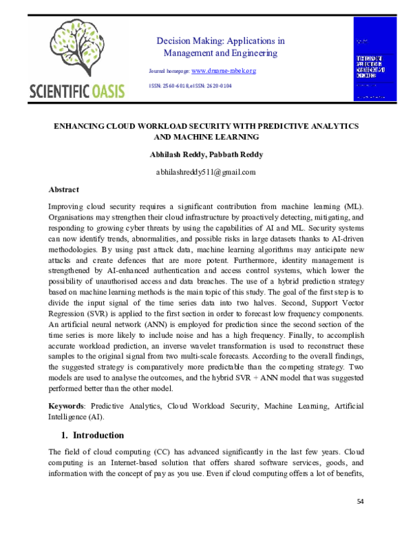 (PDF) ENHANCING CLOUD WORKLOAD SECURITY WITH PREDICTIVE ANALYTICS AND MACHINE LEARNING