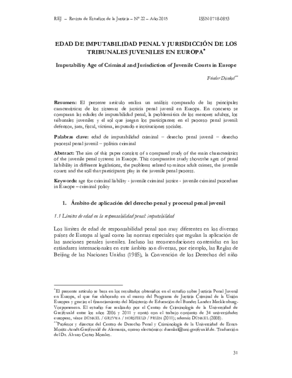 (PDF) EDAD DE IMPUTABILIDAD PENAL Y JURISDICCIÓN DE LOS TRIBUNALES ...