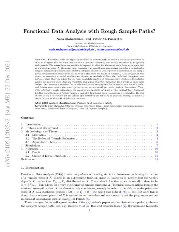 (PDF) Functional data analysis with rough sample paths?