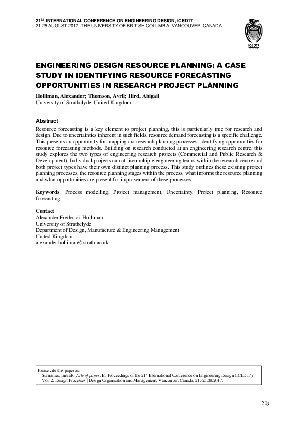 (PDF) Engineering design resource planning: A case study in identifying ...