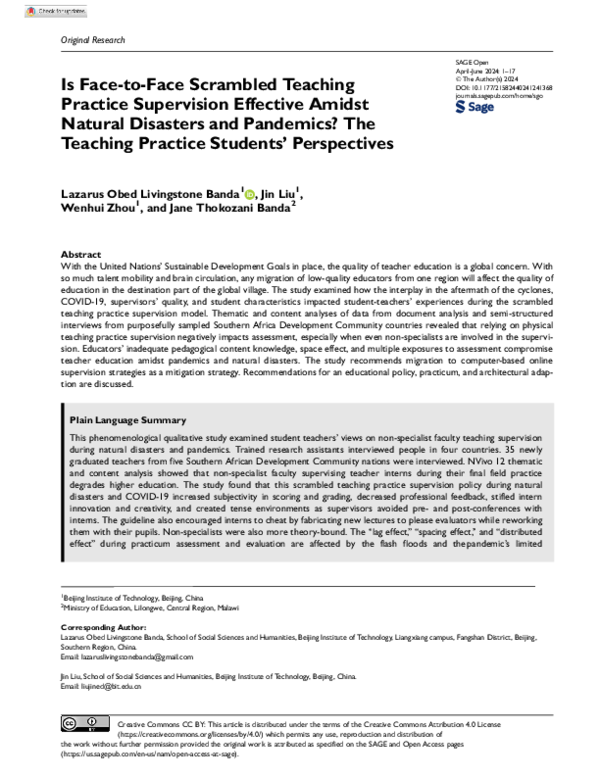 (PDF) Is Face-to-Face Scrambled Teaching Practice Supervision Effective ...
