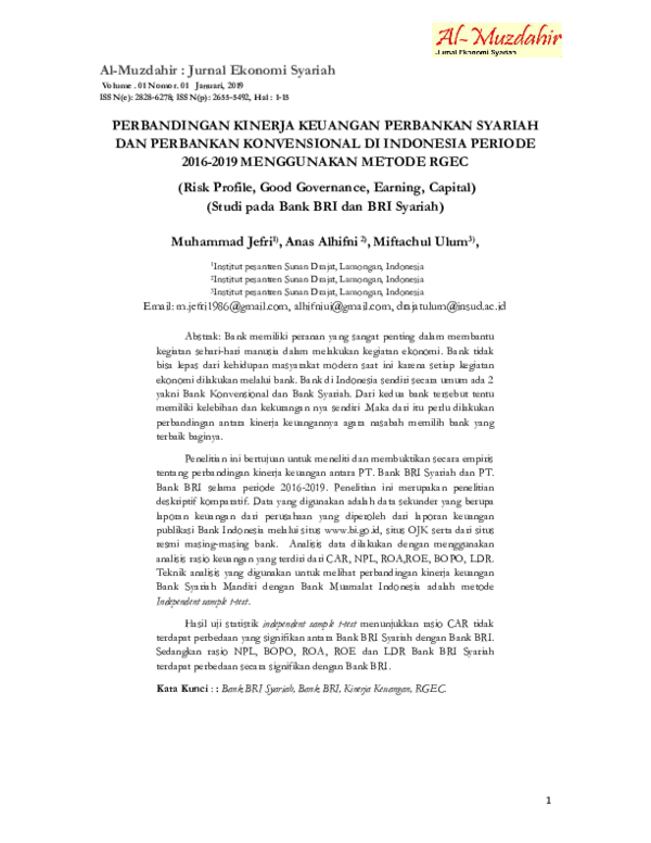 (PDF) Perbandingan Kinerja Keuangan Perbankan Syariah dan Perbankan Konvensional Periode 2016 ...