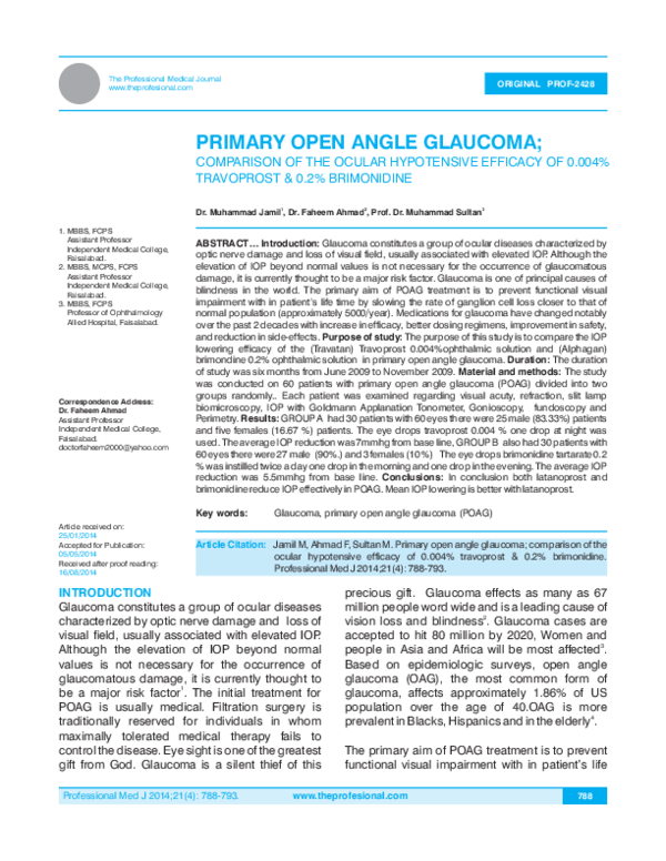 (PDF) Primary Open Angle Glaucoma