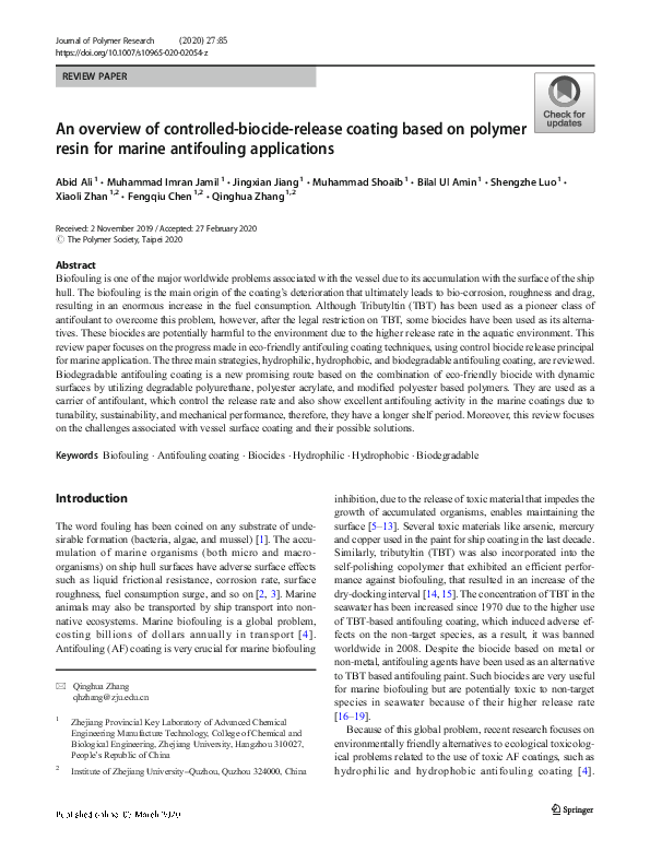 (PDF) An overview of controlled-biocide-release coating based on ...
