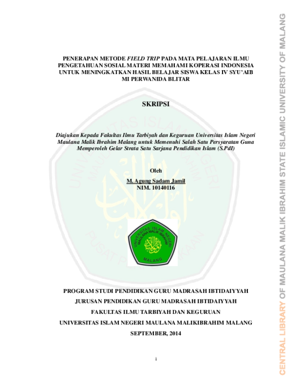 (PDF) Penerapan metode field trip pada mata pelajaran Ilmu Pengetahuan Sosial materi memahami ...