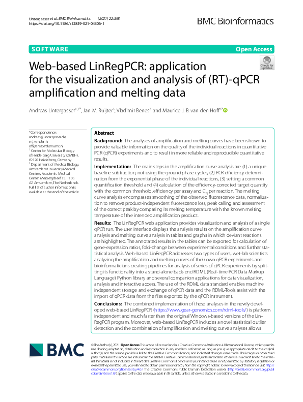 (PDF) Web-based LinRegPCR: application for the visualization and analysis of (RT)-qPCR ...