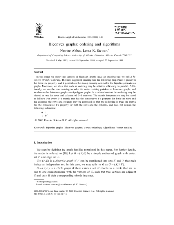 (PDF) Biconvex graphs: ordering and algorithms