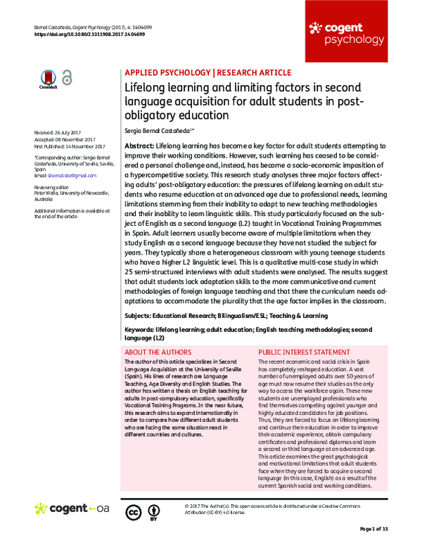 (PDF) Lifelong Learning Challenges in Adult ESL Learners