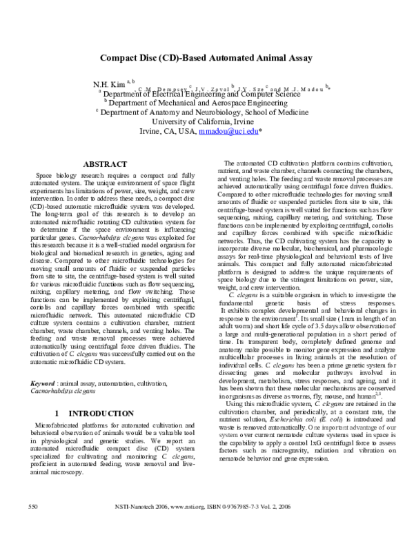 (PDF) Compact disc (CD)-based automated animal assay