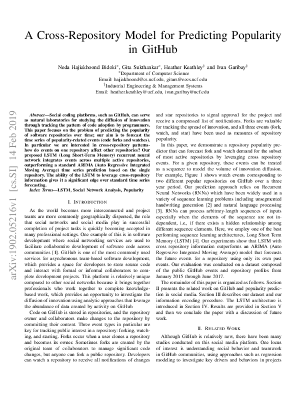 (PDF) A Cross-Repository Model for Predicting Popularity in GitHub