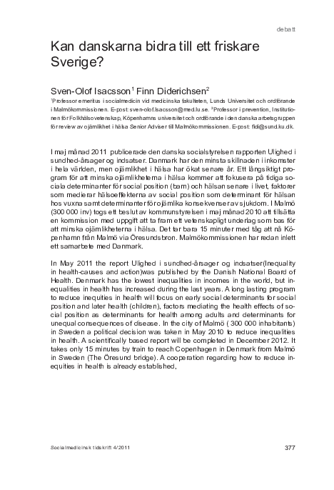(PDF) Kan danskarna bidra till ett friskare Sverige?