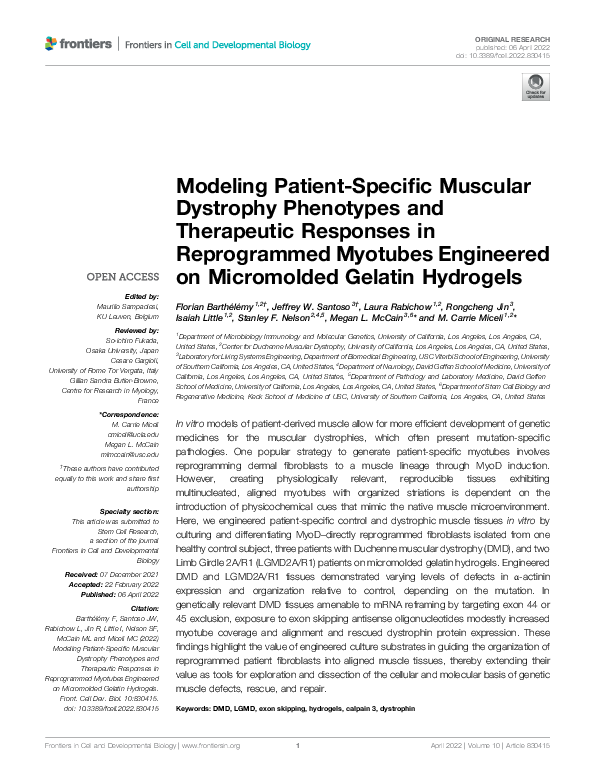 (PDF) Modeling Patient-Specific Muscular Dystrophy Phenotypes and ...